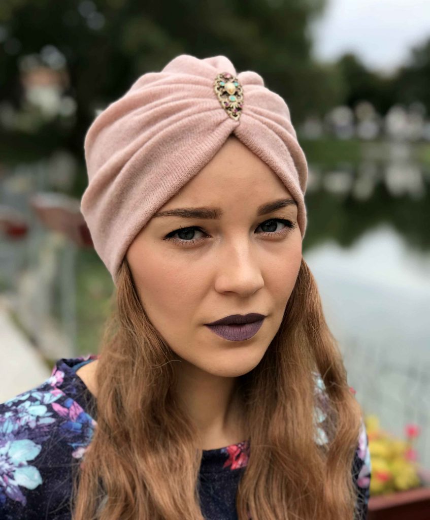 Turban negru din tricot material gros • Turbane Femei si Bebelusi 2025