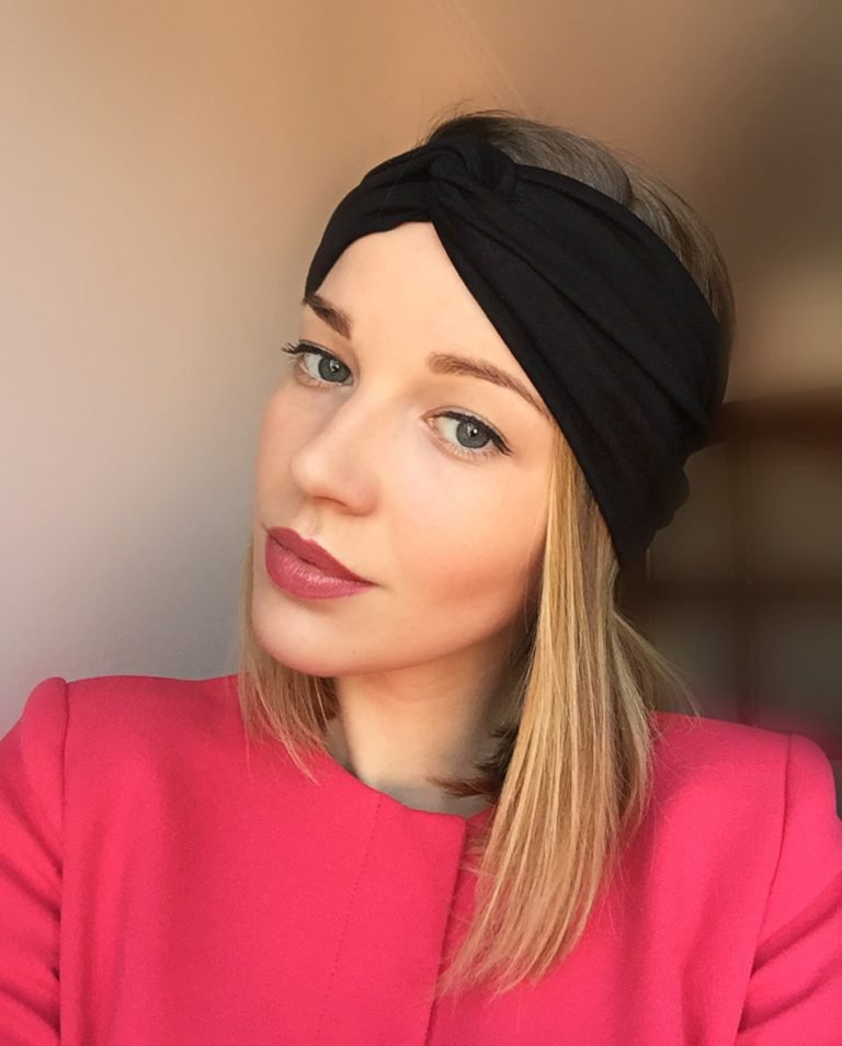 Bentita rasucita neagra din bumbac • Turbane Femei si Bebelusi 2025