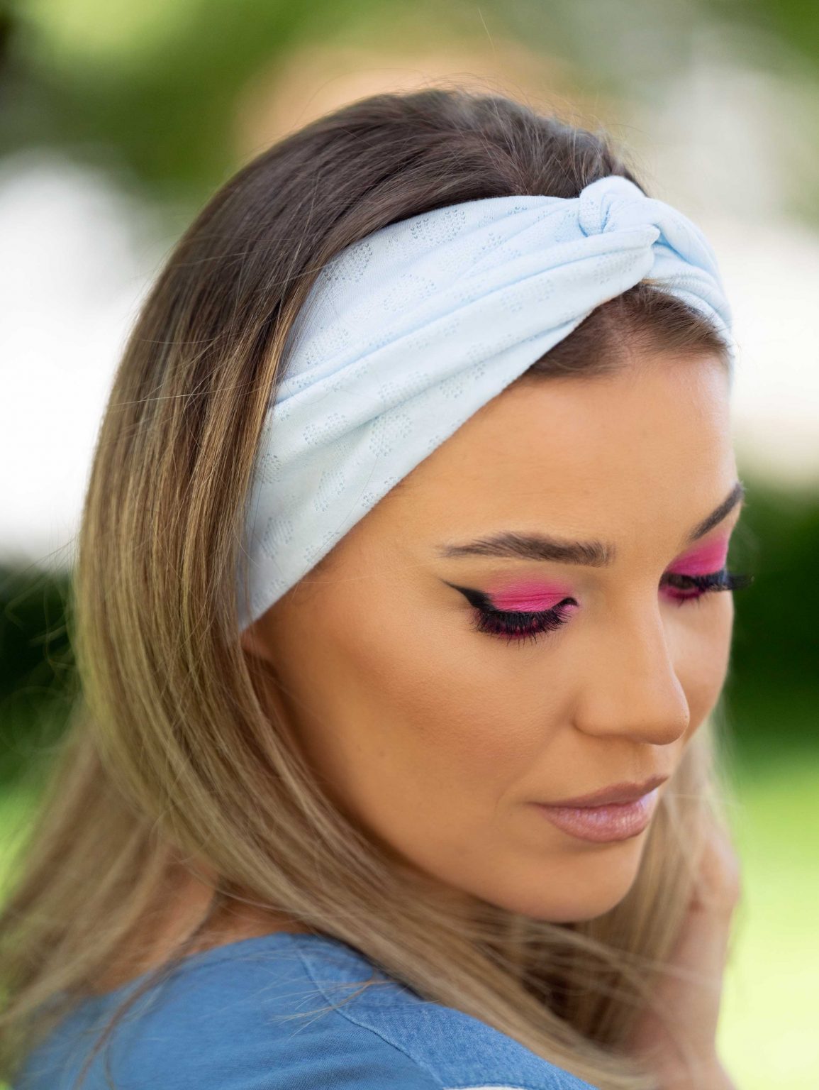 Bentita rasucita blue din bumbac subtire • Turbane Femei si Bebelusi 2025