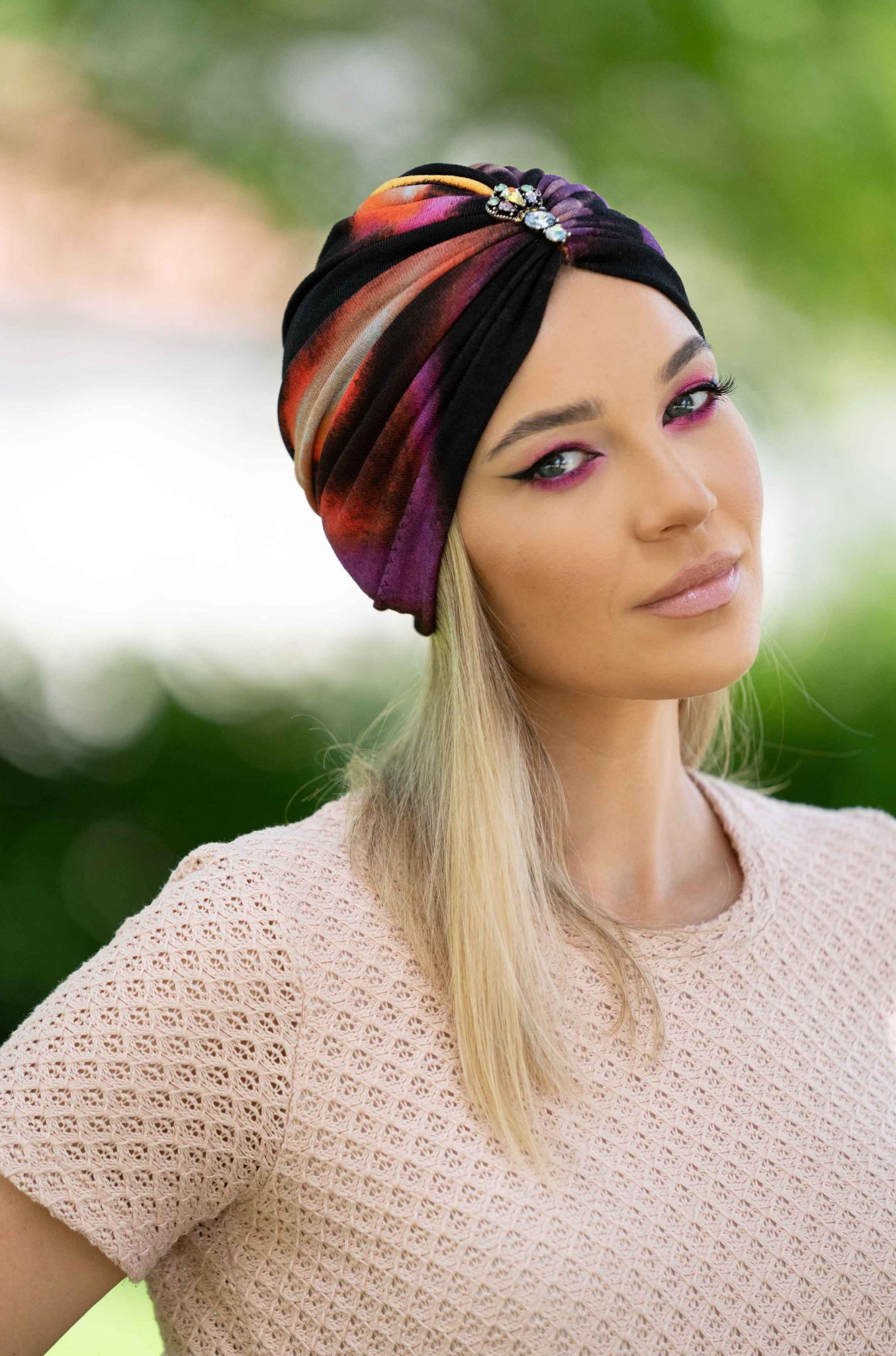 Turban raze din tricot subtire-mediu • Turbane Femei si Bebelusi 2025